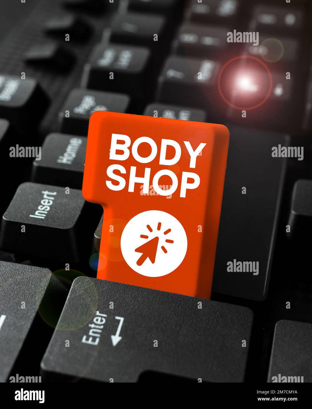 Text caption presenting Body Shop. Concept meaning a shop where ...