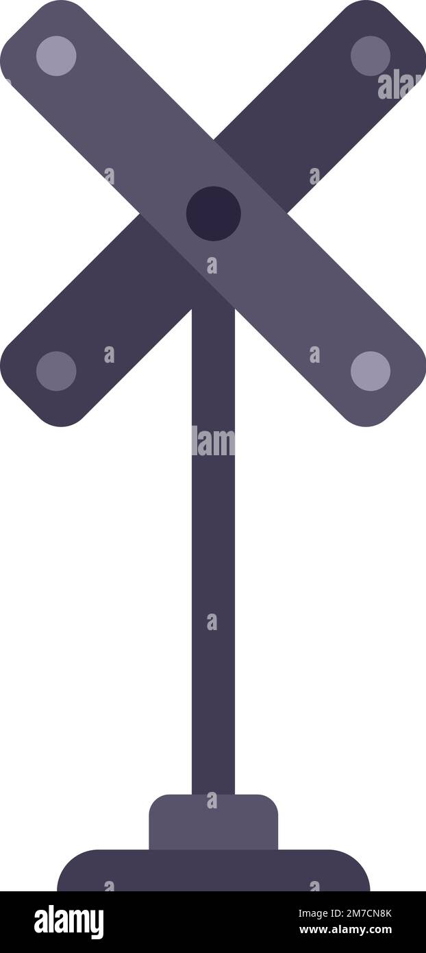 Crossing sign icon flat vector. Train barrier. Road safety isolated ...