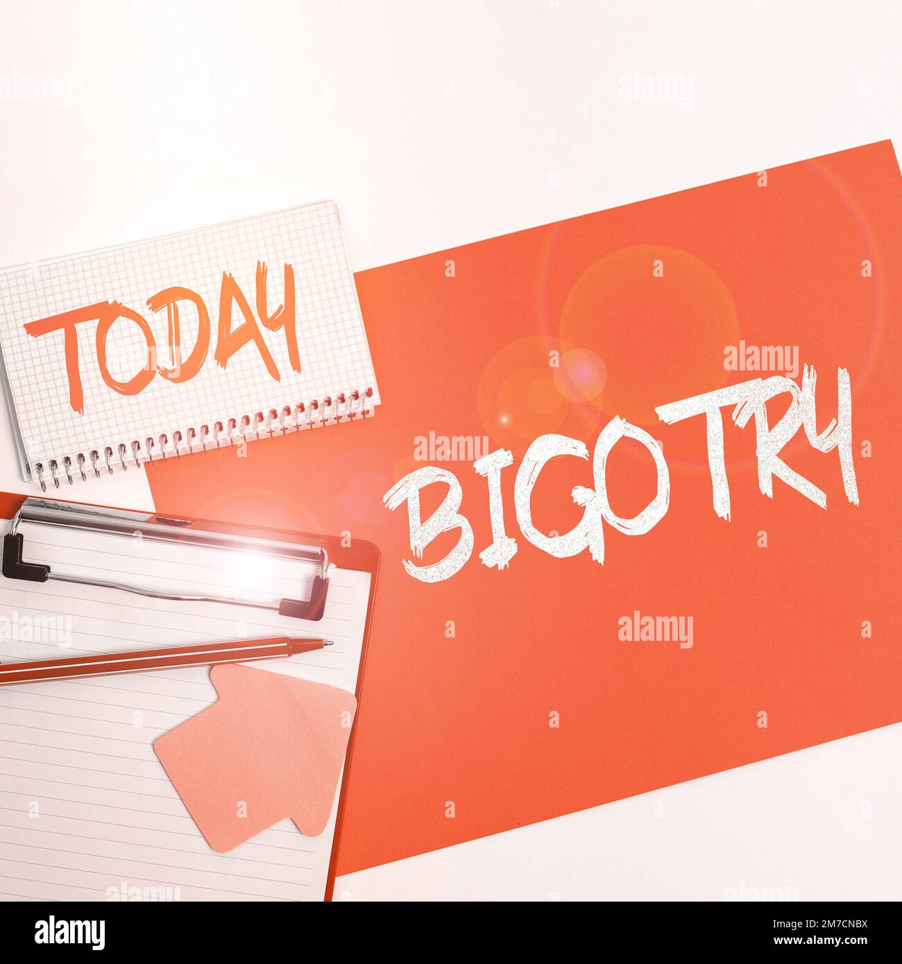 Text caption presenting Bigotry. Concept meaning obstinate or ...