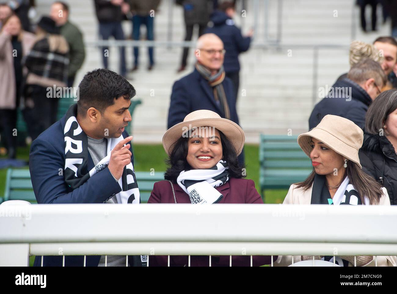 Ascot, Berkshire, UK. 22nd January, 2022. Racegoers enjoying their day ...