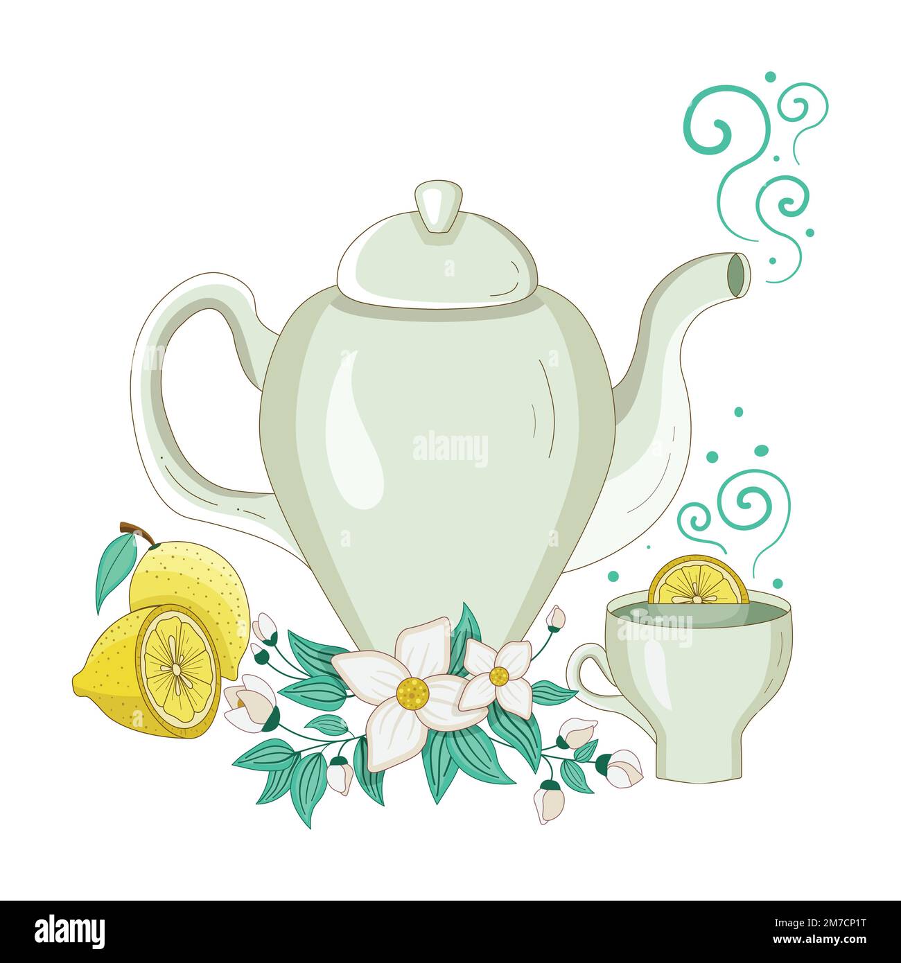 Green tea lemon leaves Stock Vector Images - Alamy