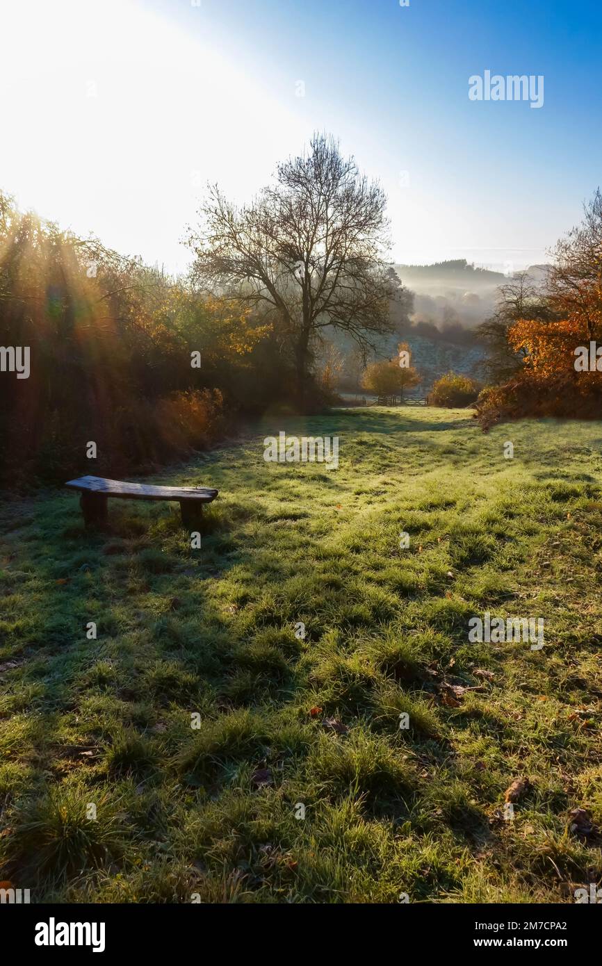 Mist rising in the Wye Valley on a beautiful bright and frosty morning ...