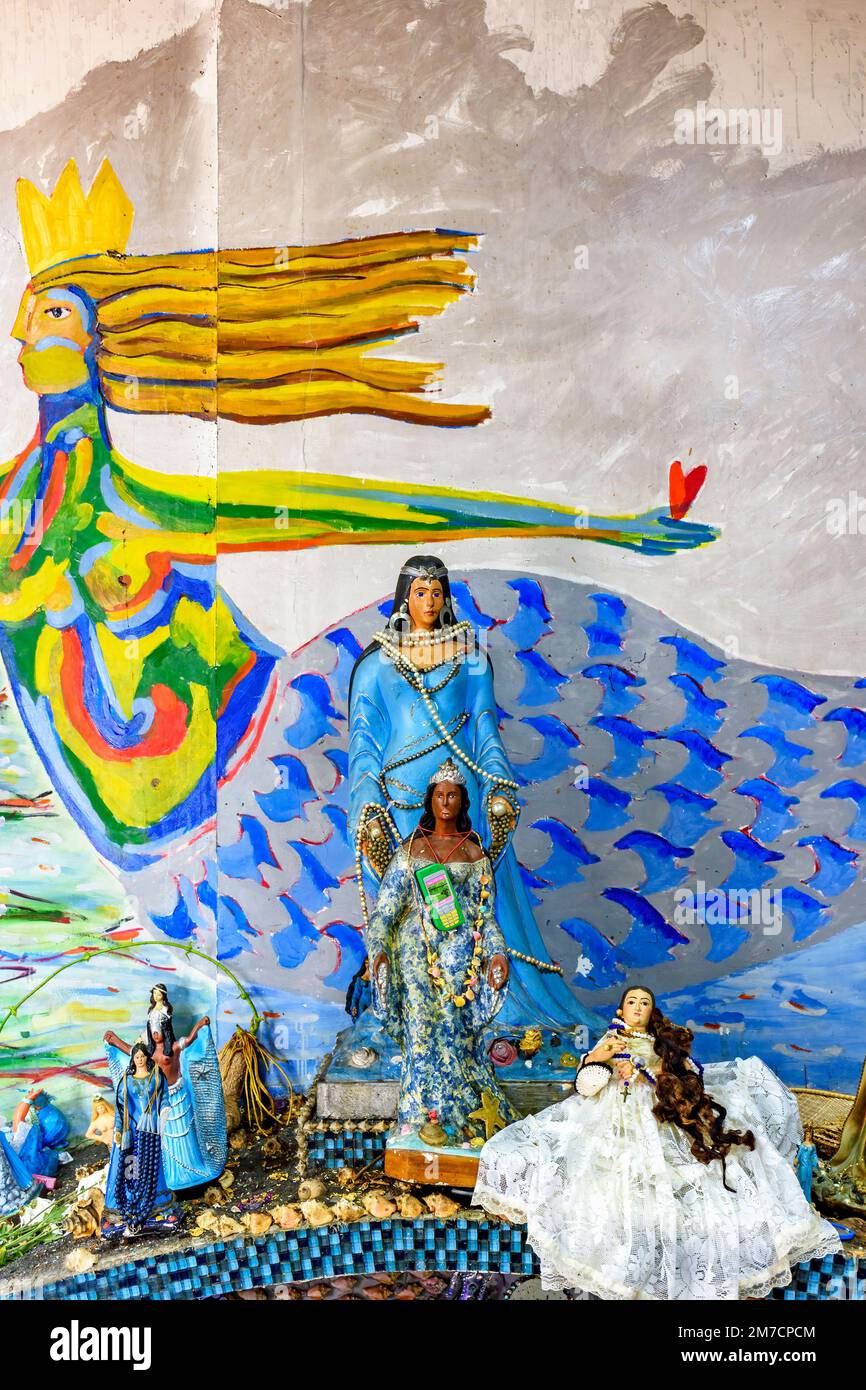 Colorful altar to Iemanja in Salvador, Bahia and who according to ...