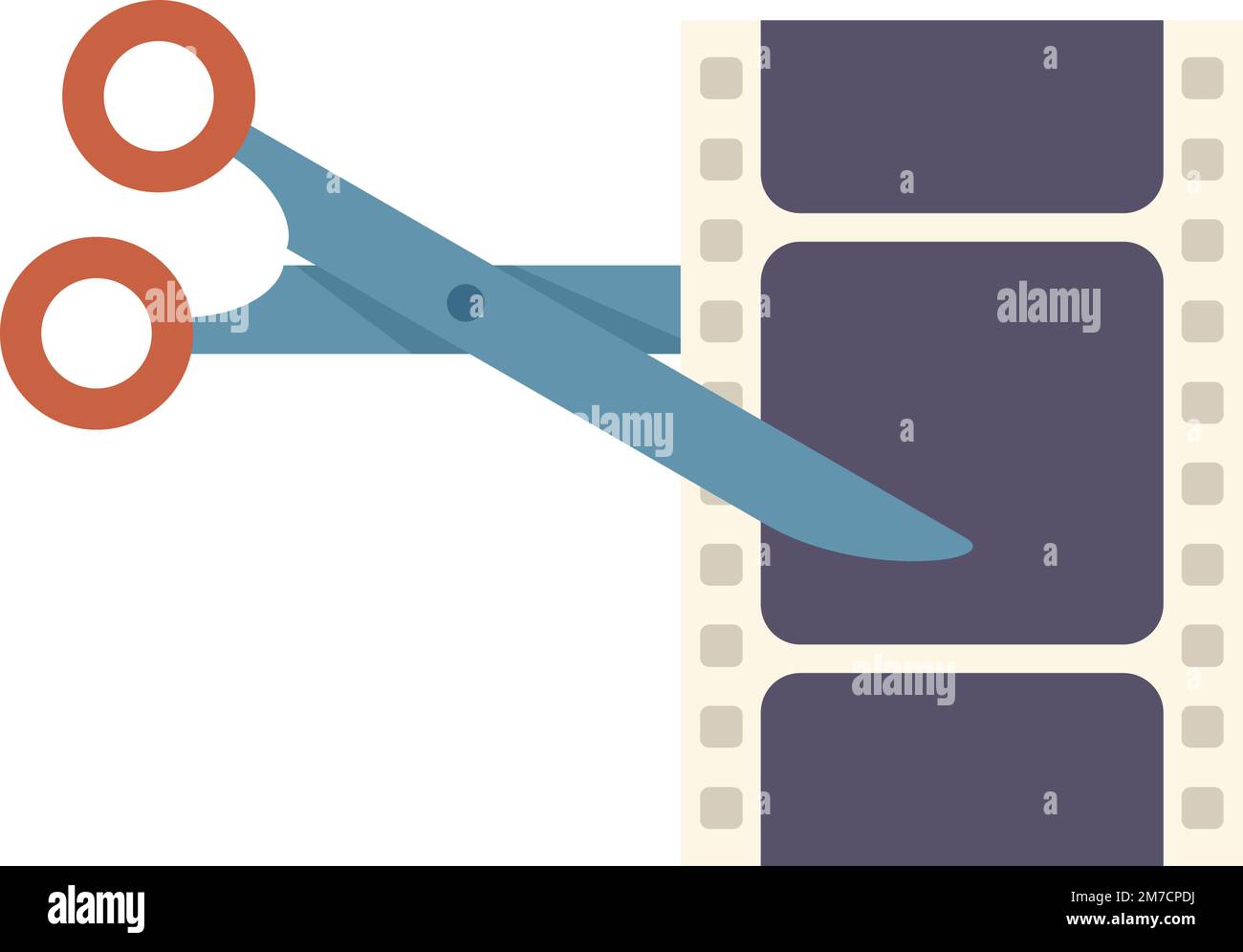 Cut film icon flat vector. Montage movie. Footage editor isolated Stock ...