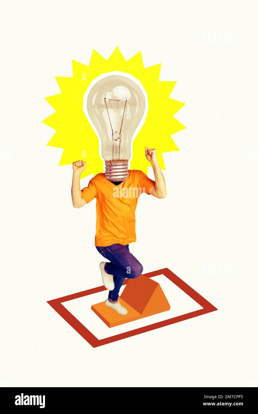 Creative photo 3d collage artwork poster postcard picture of happy ...