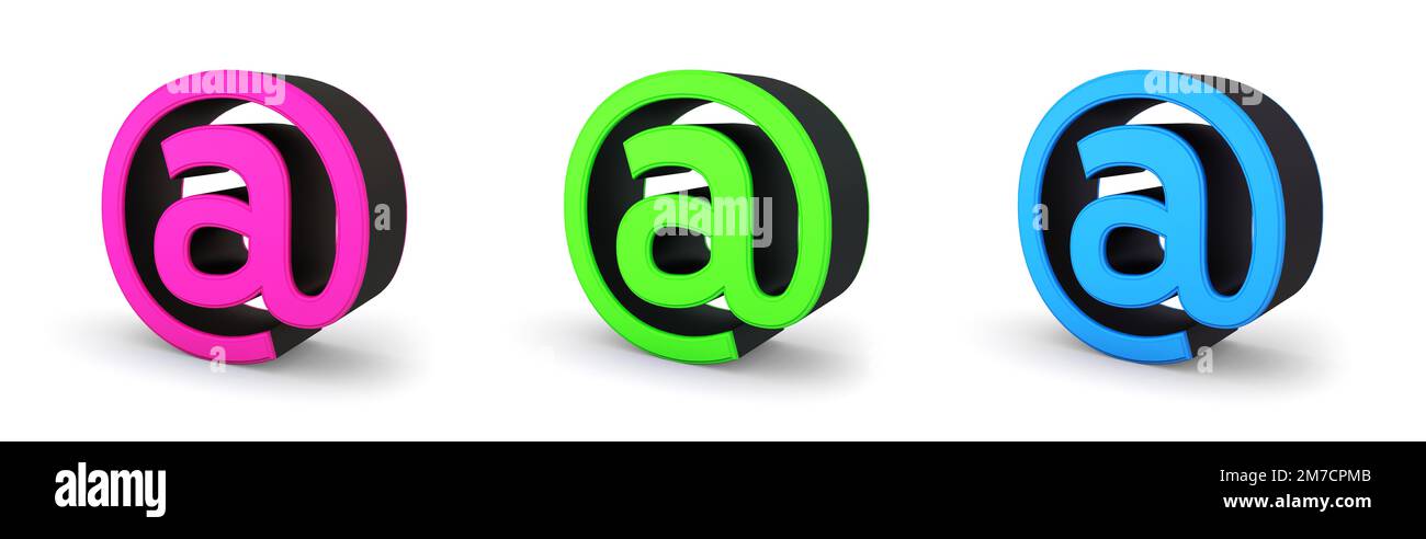 3D illustration email address symbol, at sign icon isolated on white ...