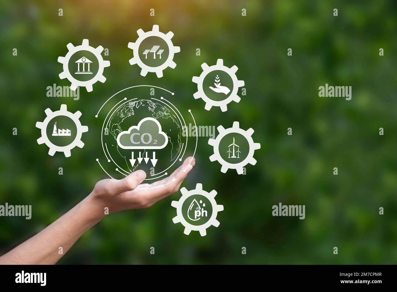 Environment, Society and Governance sustainable industry Concept of reducing carbon dioxide ...