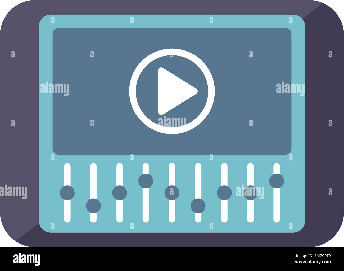 Tablet edit video icon flat vector. Montage film. Animation footage ...