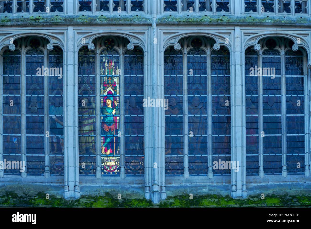 Gad the son of Jacob illuminated in the stained glass of St Salvador's ...