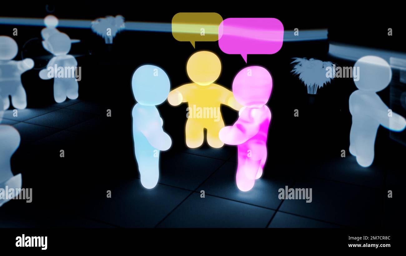 meta universe mockup with avatars chatting with each other - industrial ...