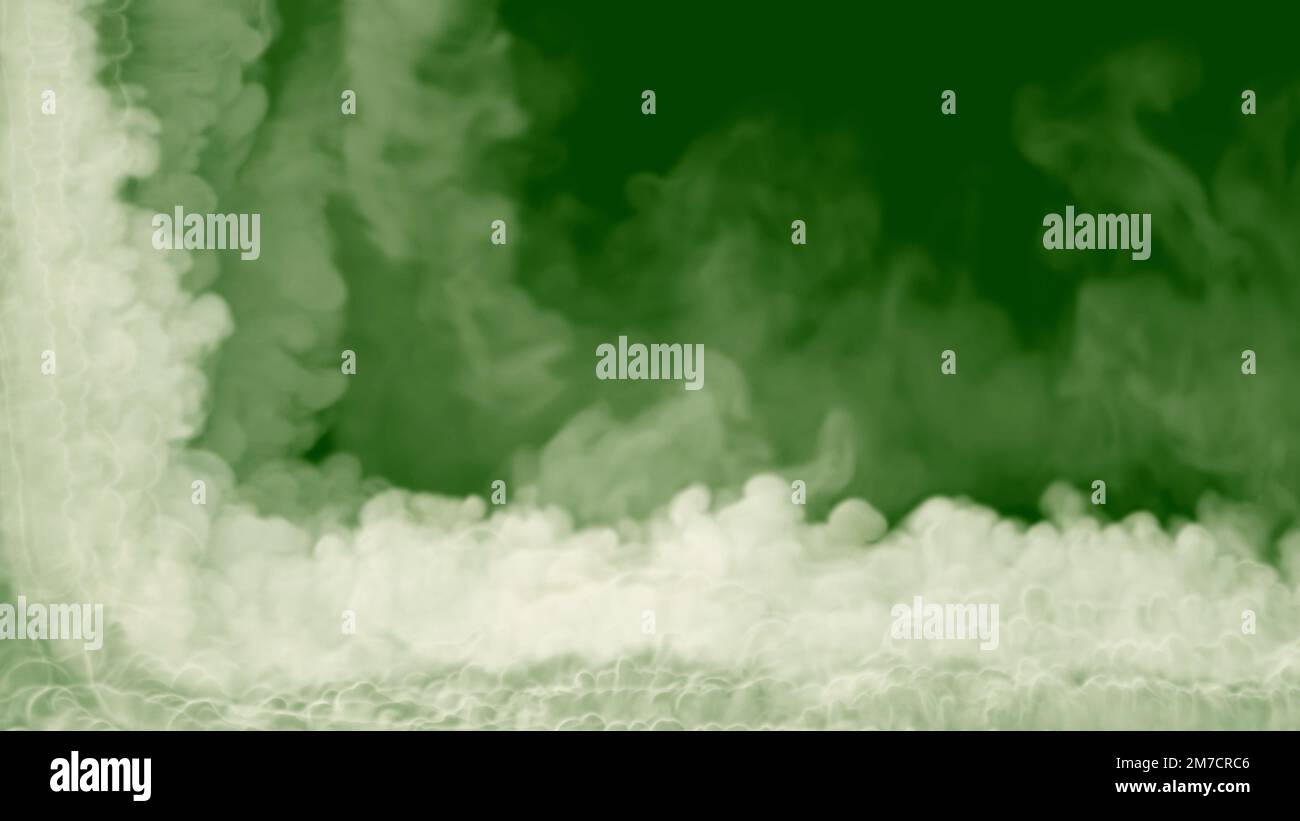 Left - bottom frame for content of white smoke or clouds on green ...