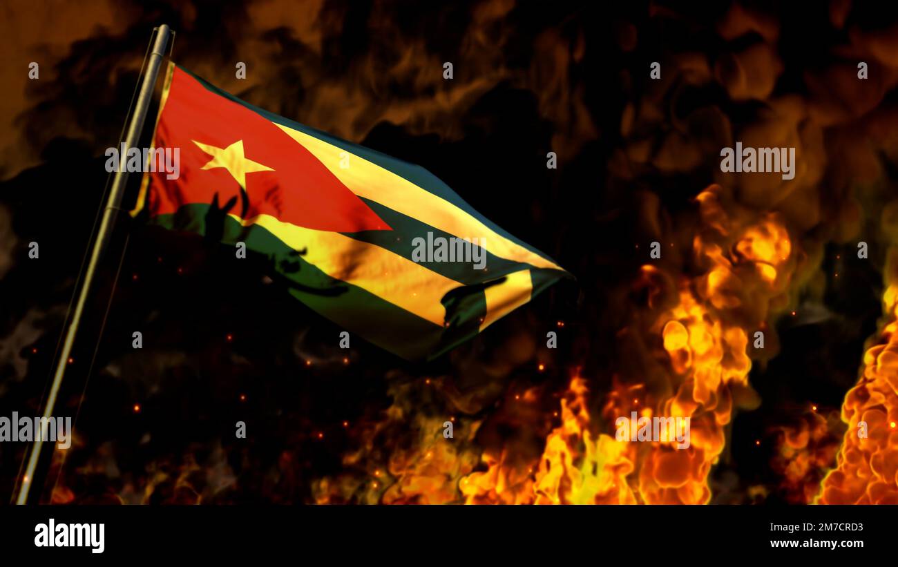 flag of Cuba on burning fire backdrop - hard times concept - abstract ...