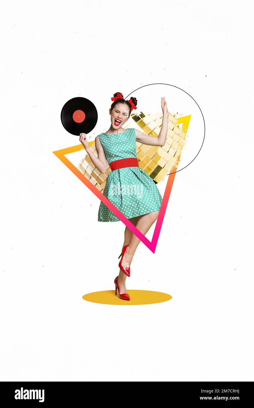 Creative photo 3d collage artwork poster postcard of overjoyed girl ...