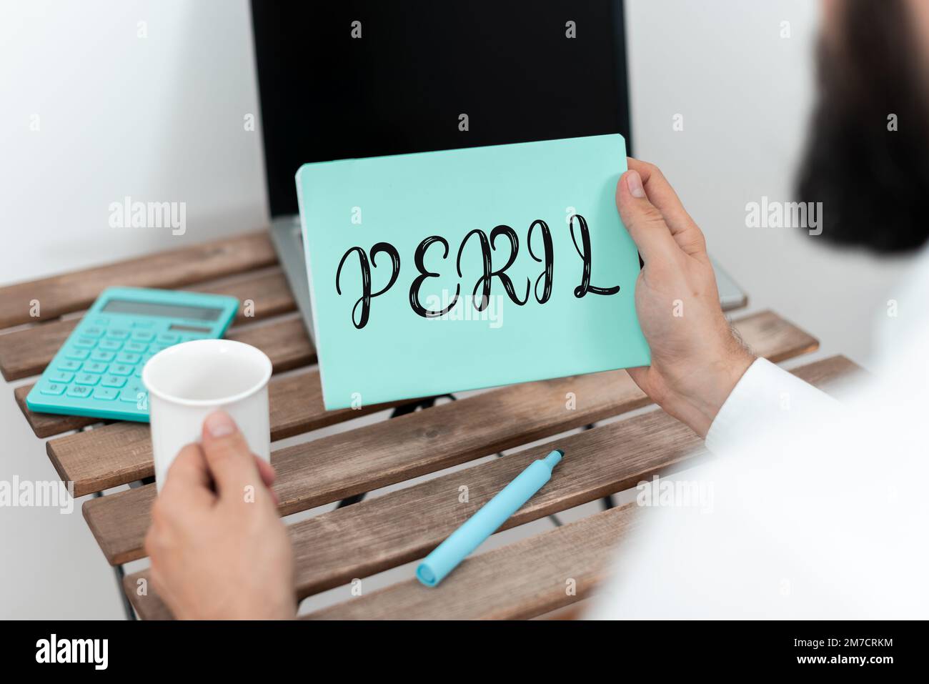 Conceptual caption Peril. Word Written on indicates something extremely ...