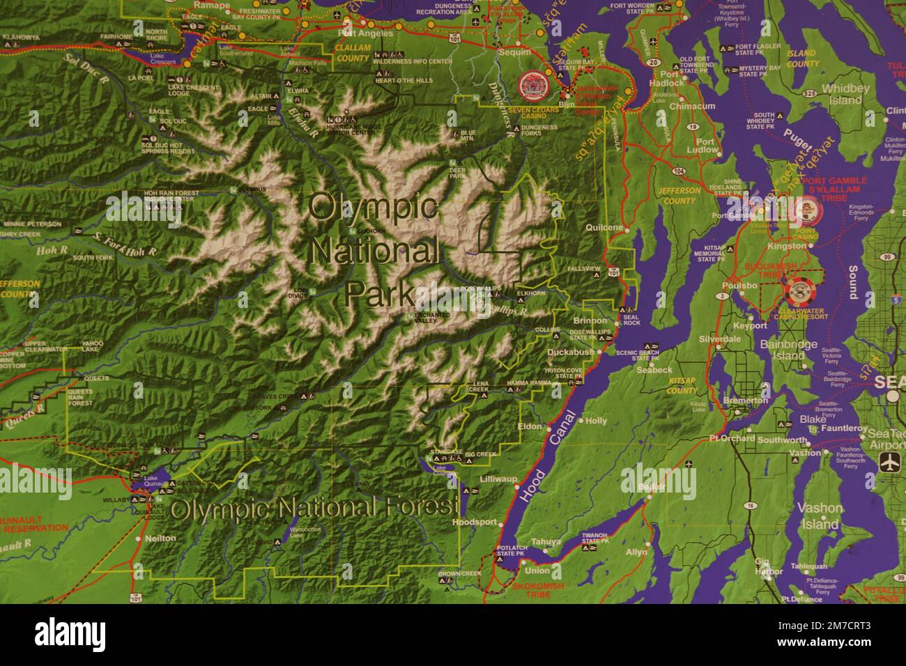 A relief map of Olympic National Park in Washington Stock Photo - Alamy