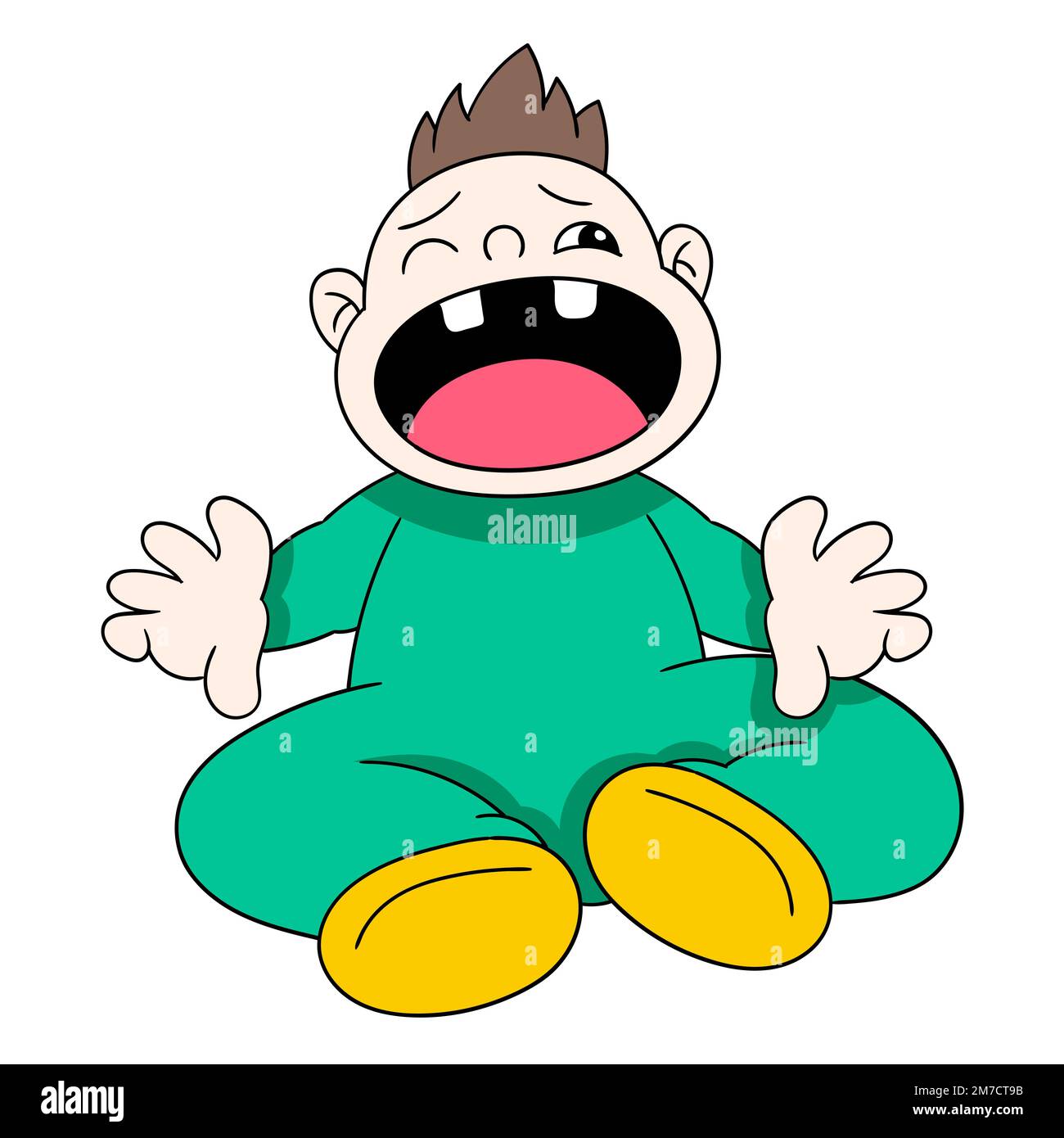 baby boy is crying because he feels alone. vector design illustration ...