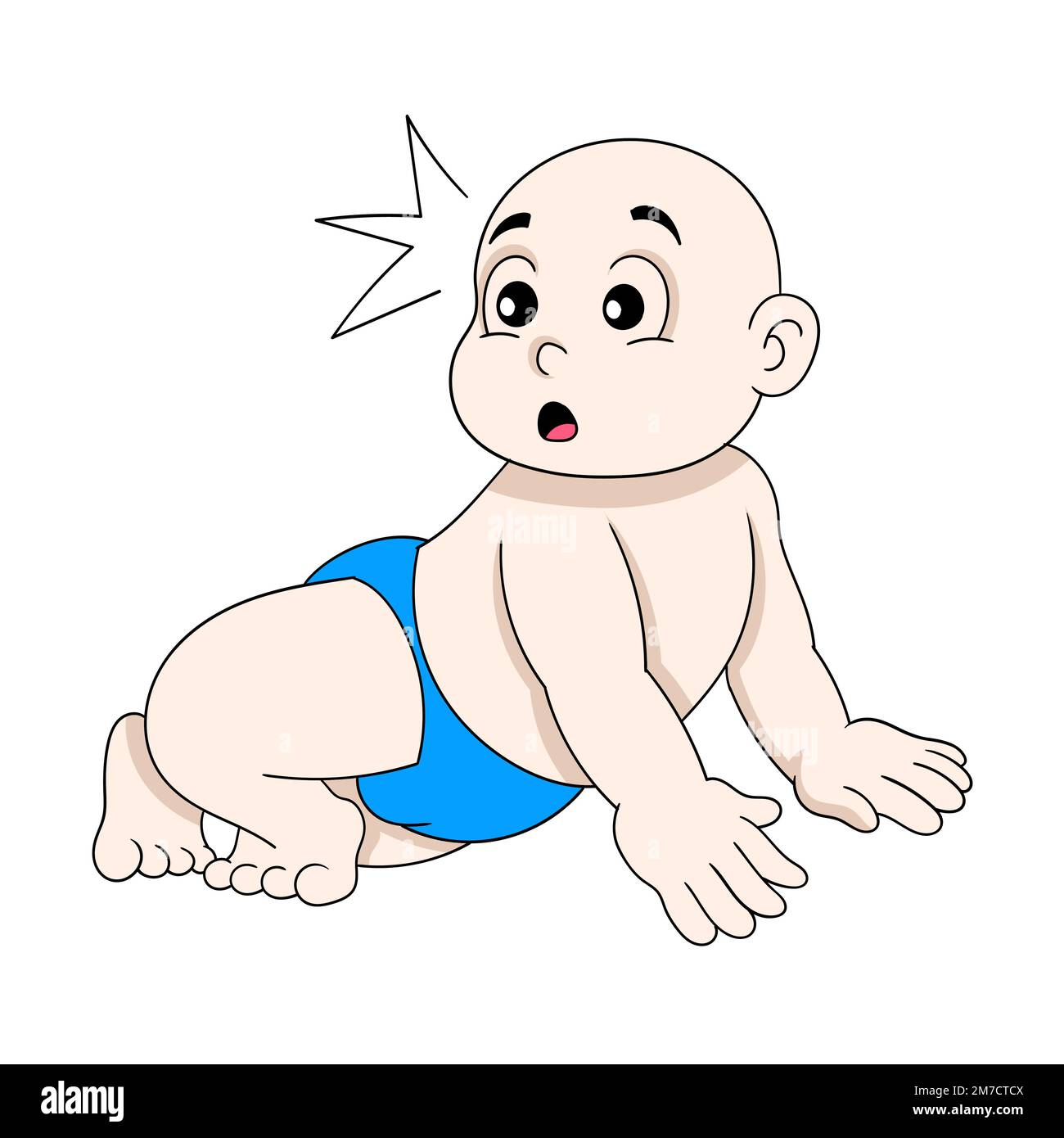 baby boy is crawling showing a surprised facial expression. vector ...