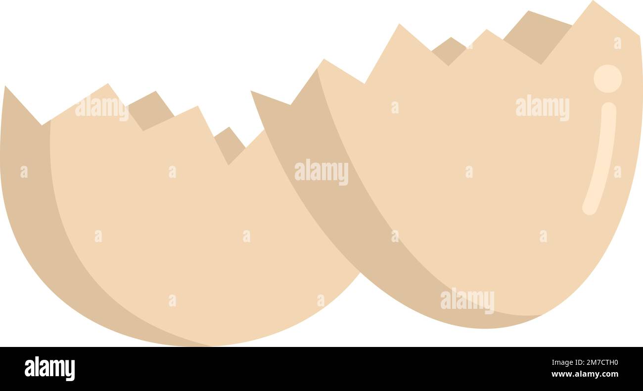 Egg shell trash icon flat vector. Waste food. Dry plastic isolated ...