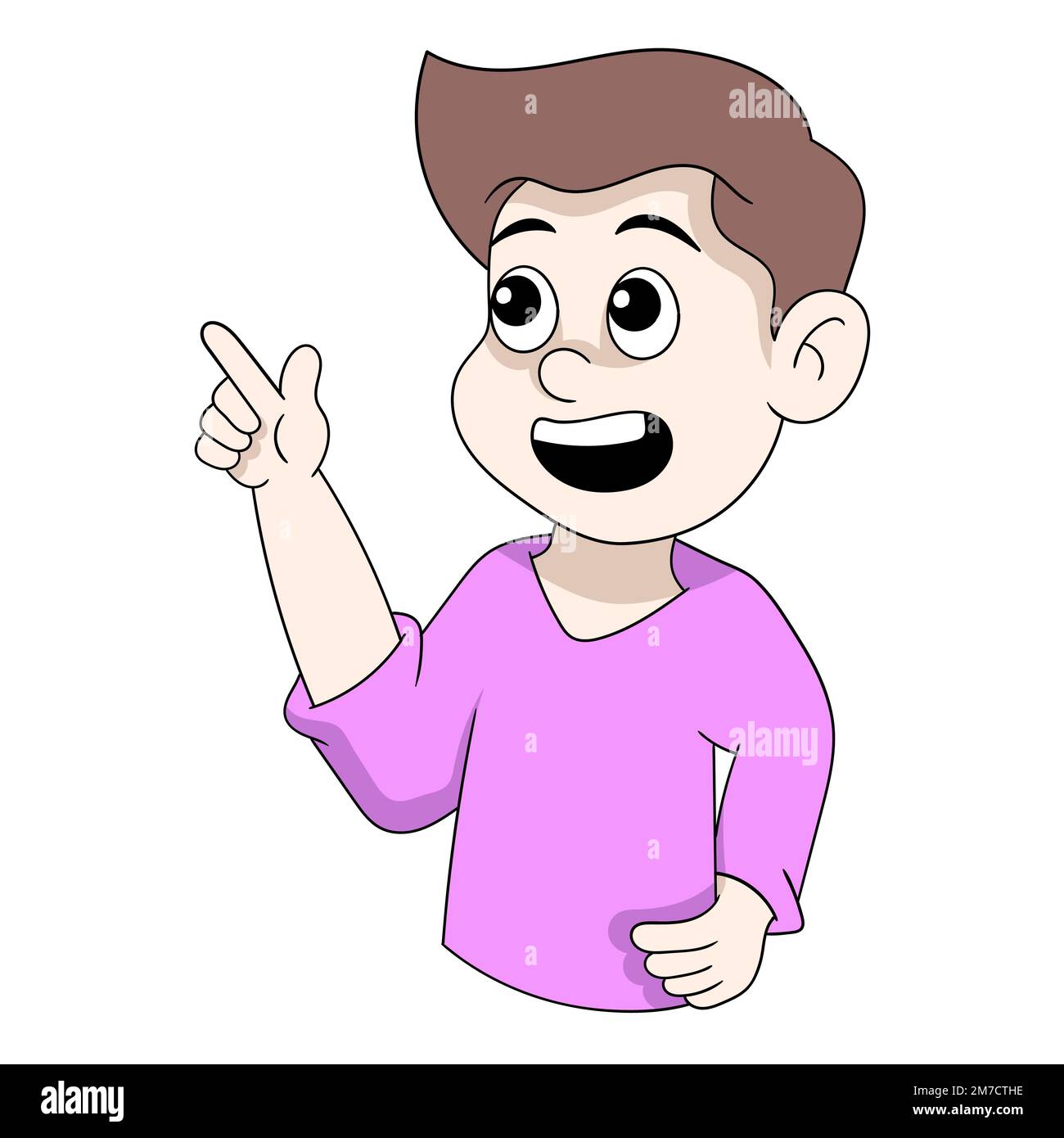 boy is making a gesture showing information with his right hand. vector ...