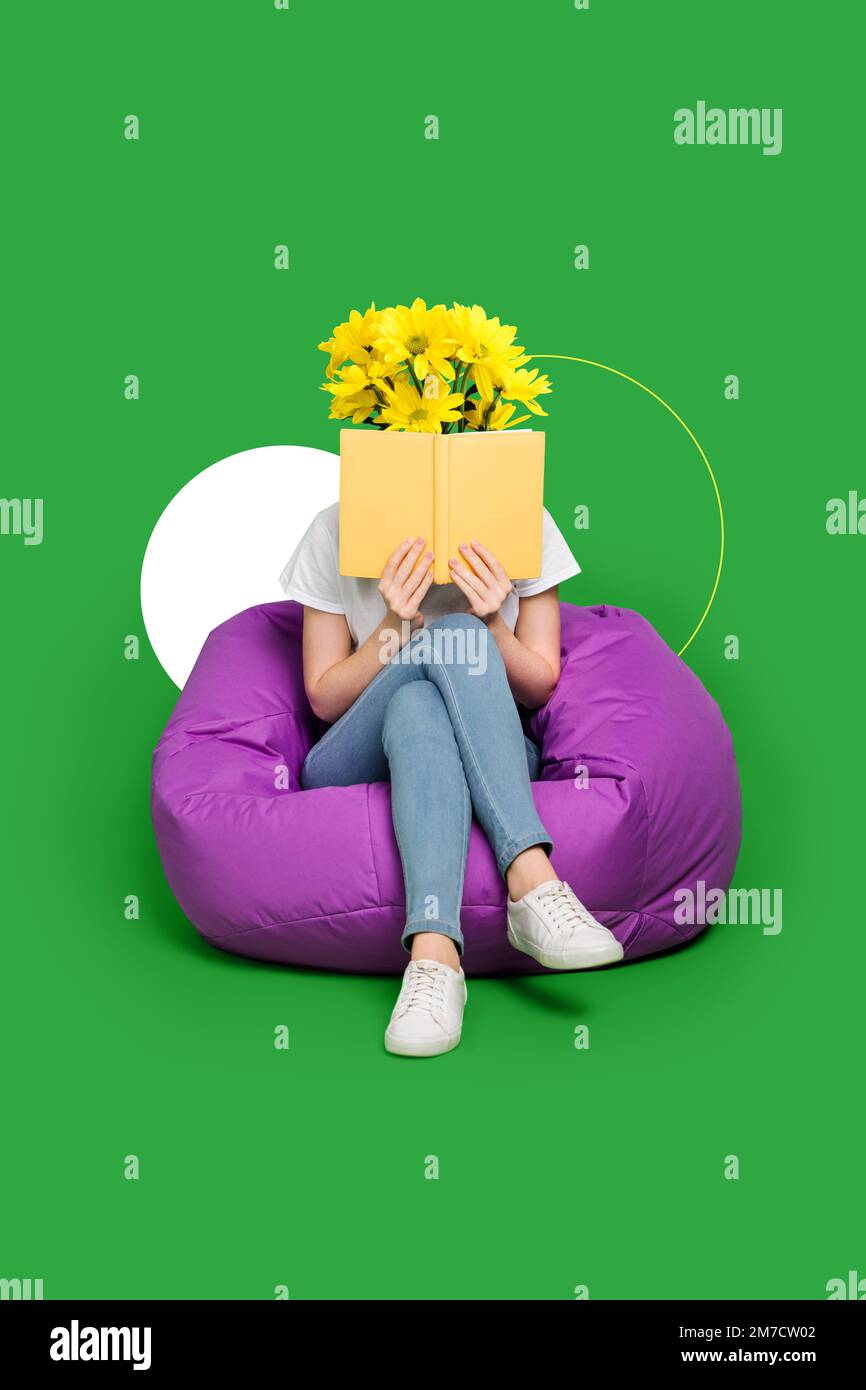 Creative photo 3d collage artwork poster postcard of clever person girl ...