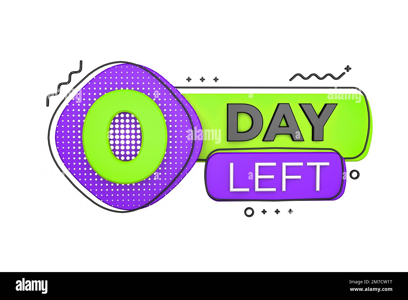 Zero days left. Left days countdown banner in 3D. Sales time count. 3D ...