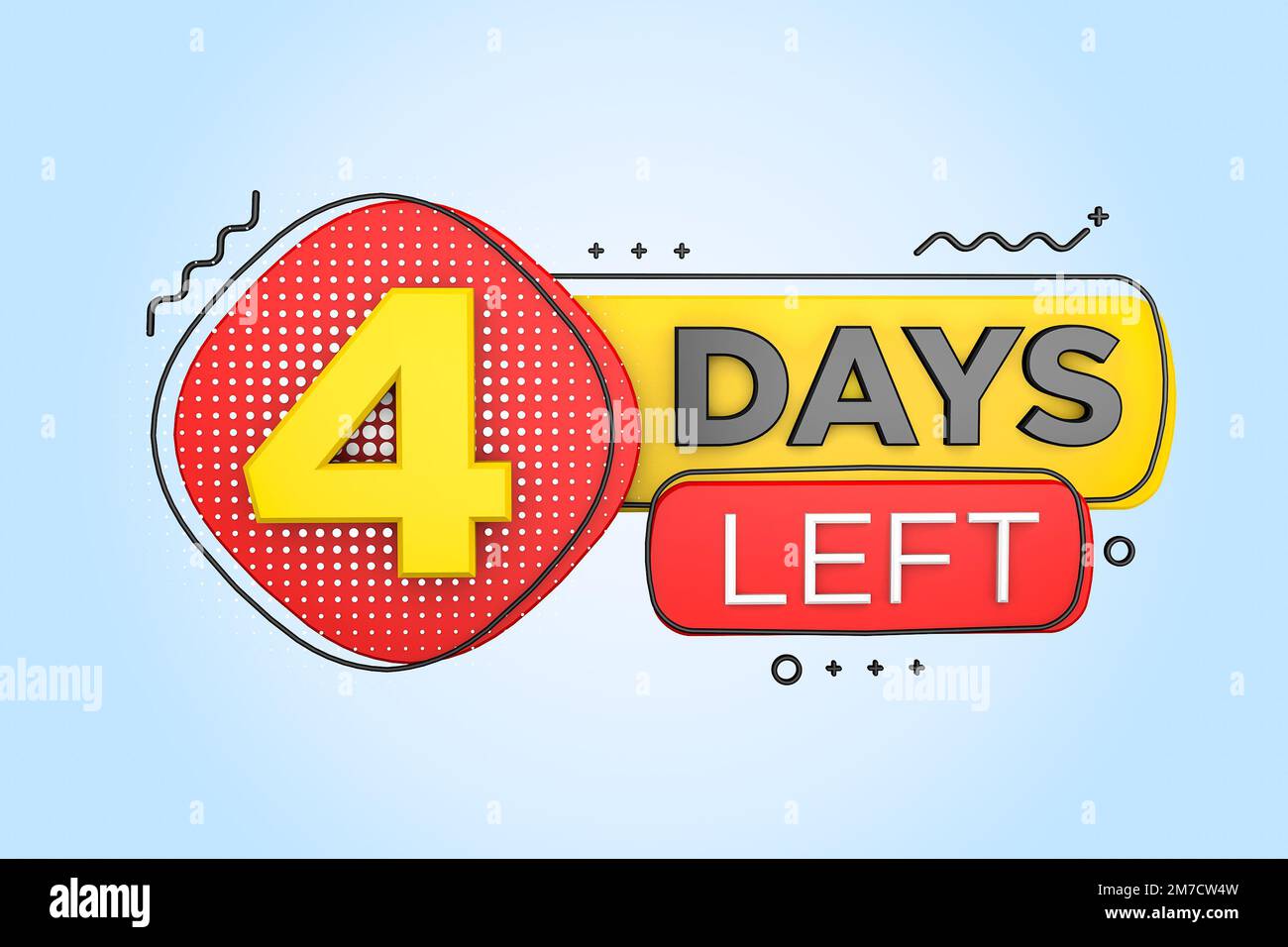 Four days left. Left days countdown banner in 3D. Sales time count. 3D ...