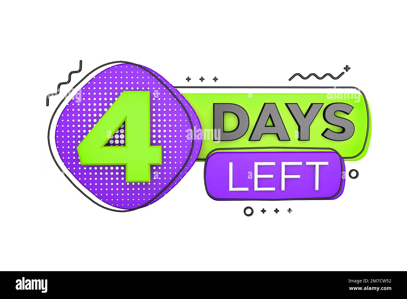 Four days left. Left days countdown banner in 3D. Sales time count. 3D ...
