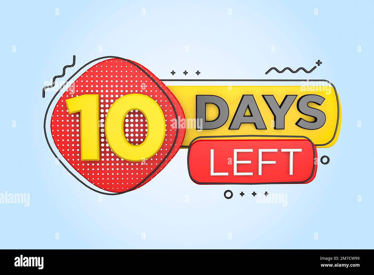 Ten days left. Left days countdown banner in 3D. Sales time count. 3D ...