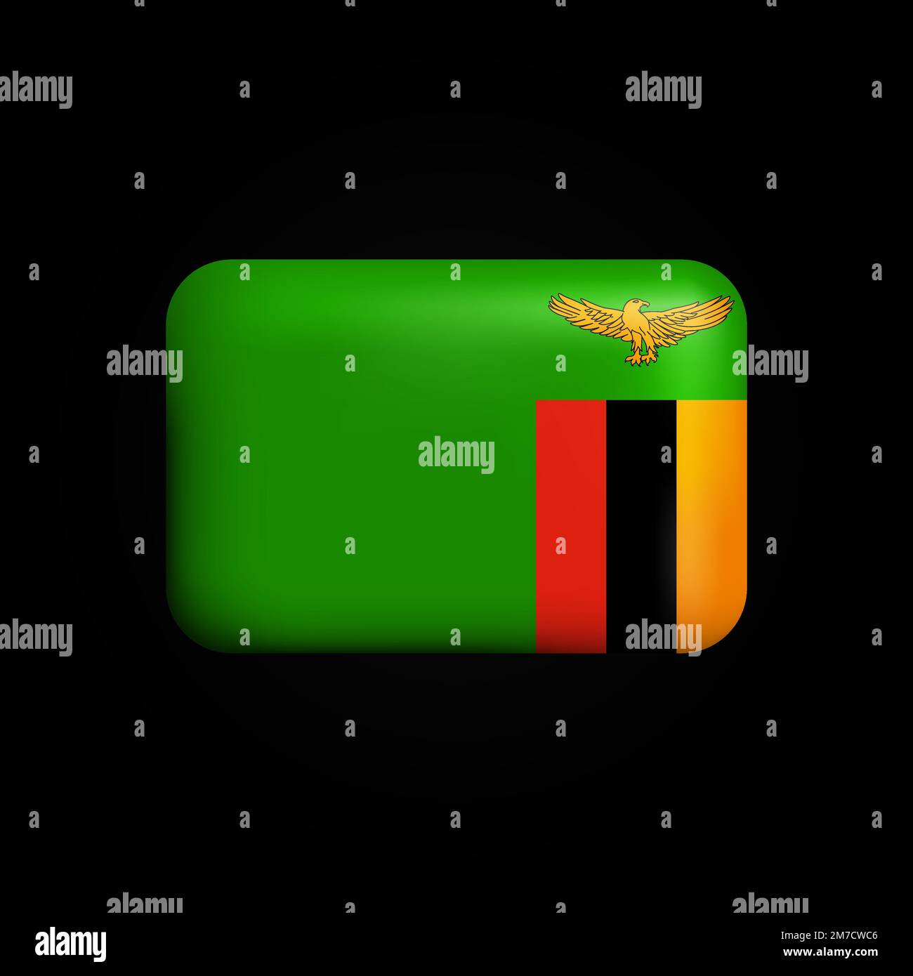 Zambian Flag 3D Icon. National Flag of Zambia. Vector illustration ...