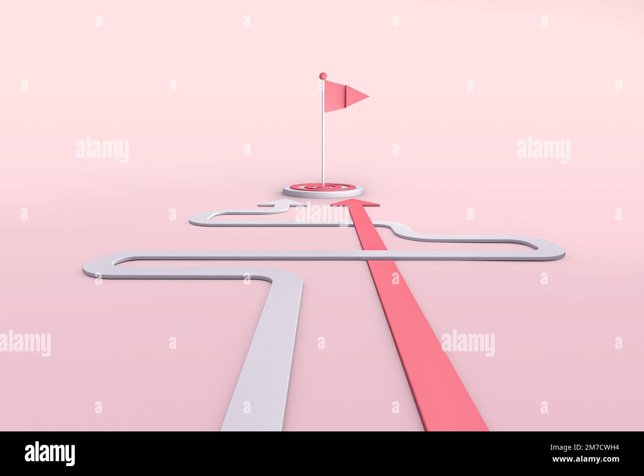 Business strategy. Direction arrows point to a target icon. Marketing ...