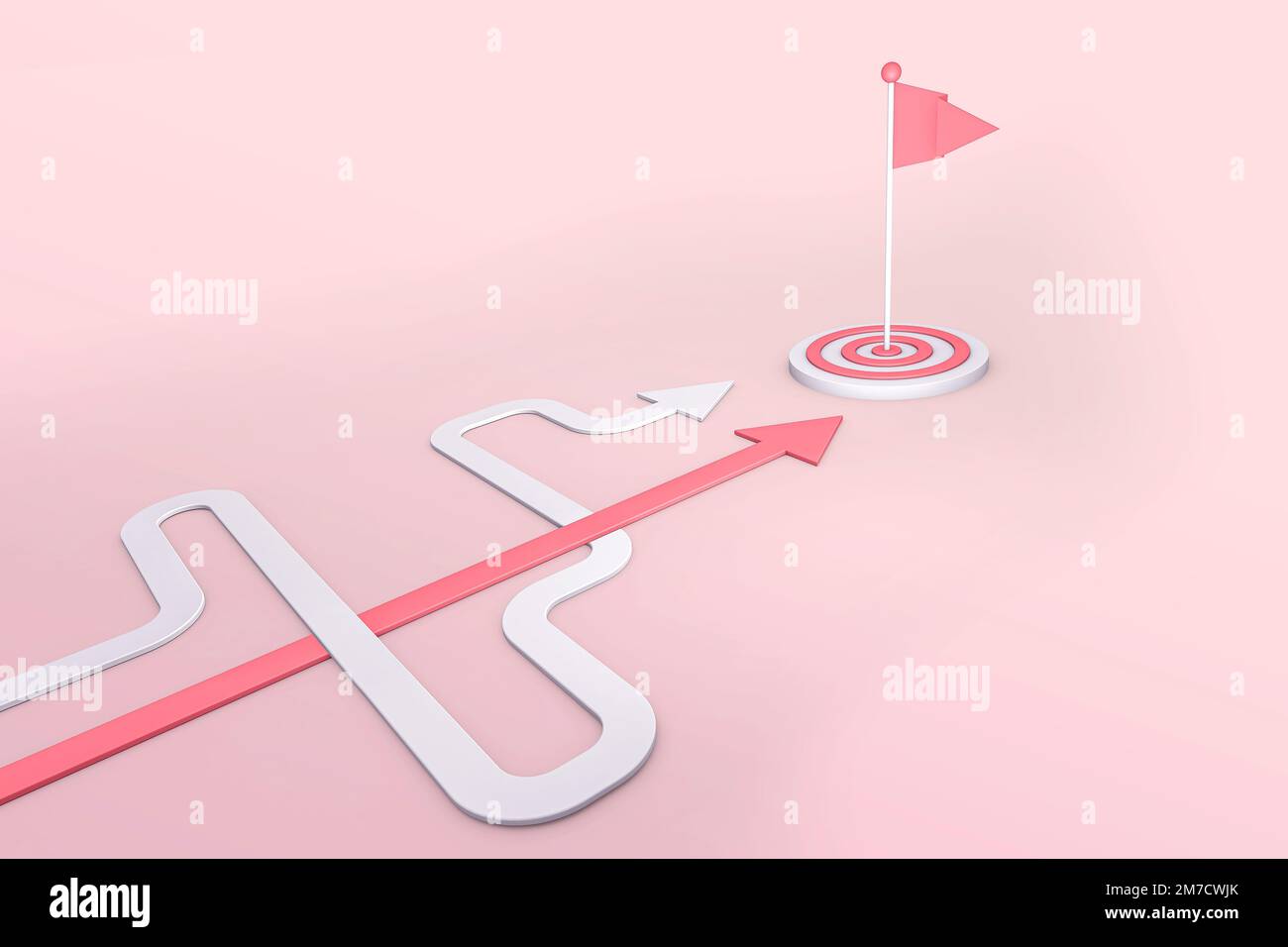 Business strategy. Direction arrows point to a target icon. Marketing ...