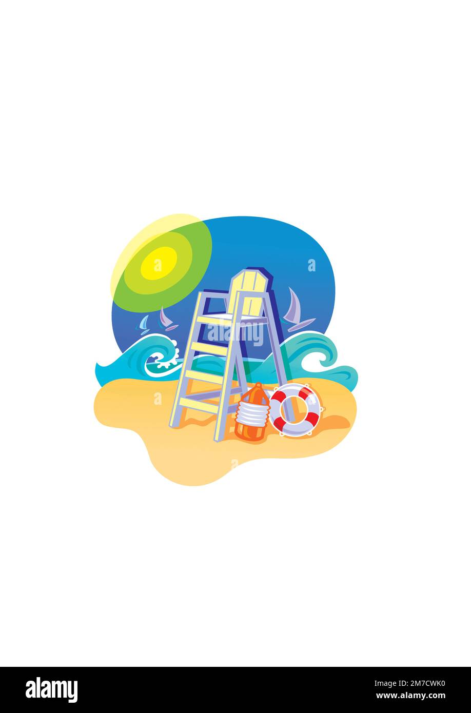 Lifeguard tower on the beach. Vector illustration in flat style Stock ...