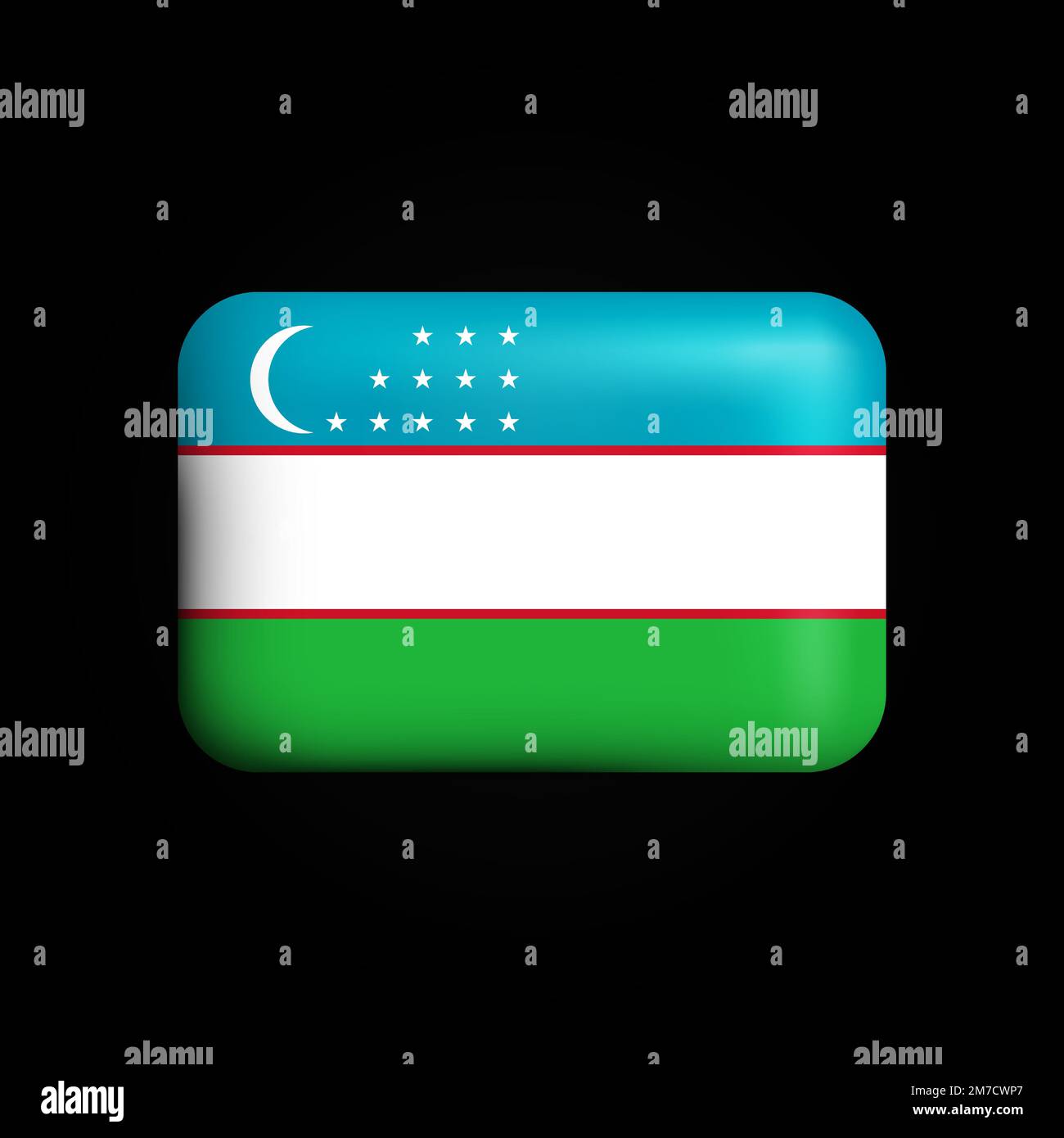 Uzbekistan Flag 3D Icon. National Flag of Uzbekistan. Vector ...