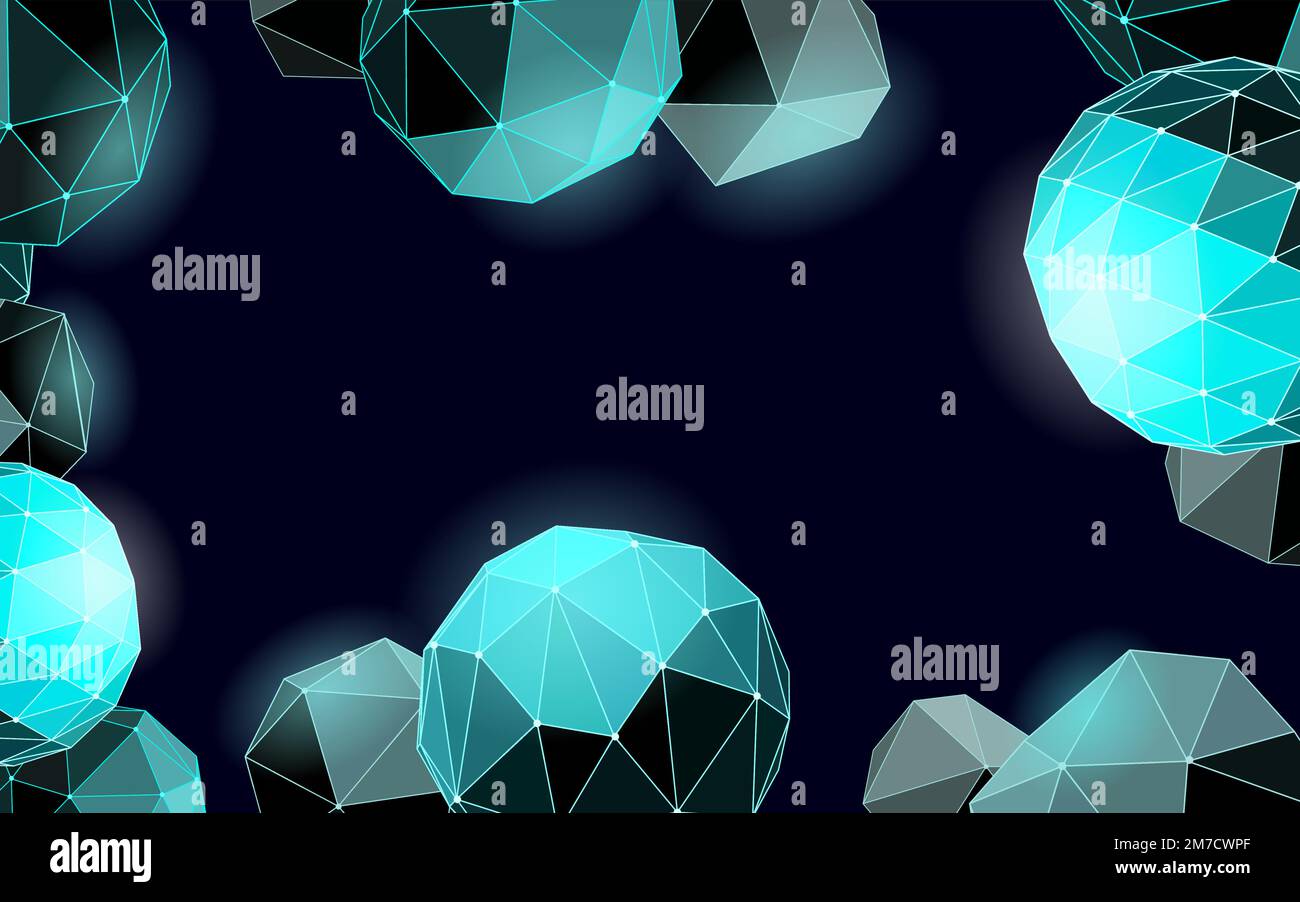 Abstract low poly biological connected cell. Connection world ...