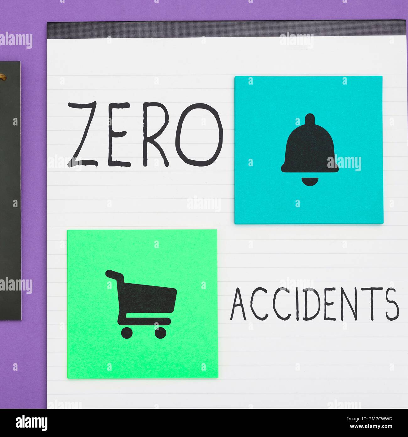 Text caption presenting Zero Accidents. Word for important strategy for ...