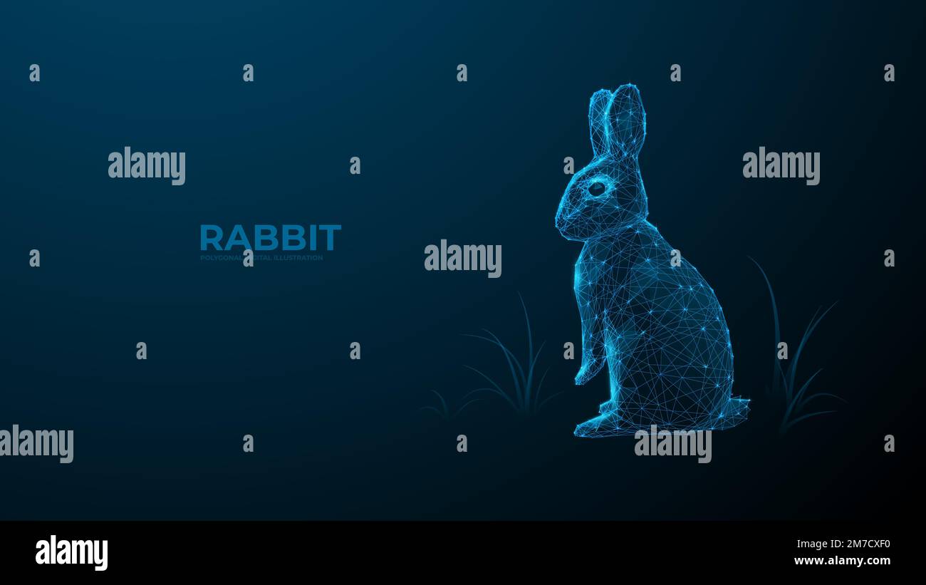 Rabbit. Technology digital polygon vector on dark background Stock ...