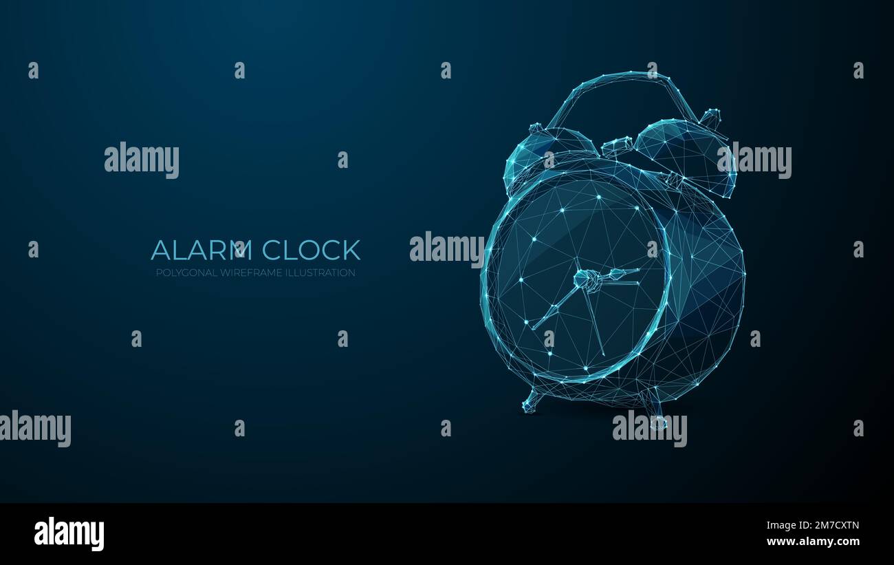 Table clock with alarm. Digital polygon vector on dark background Stock ...