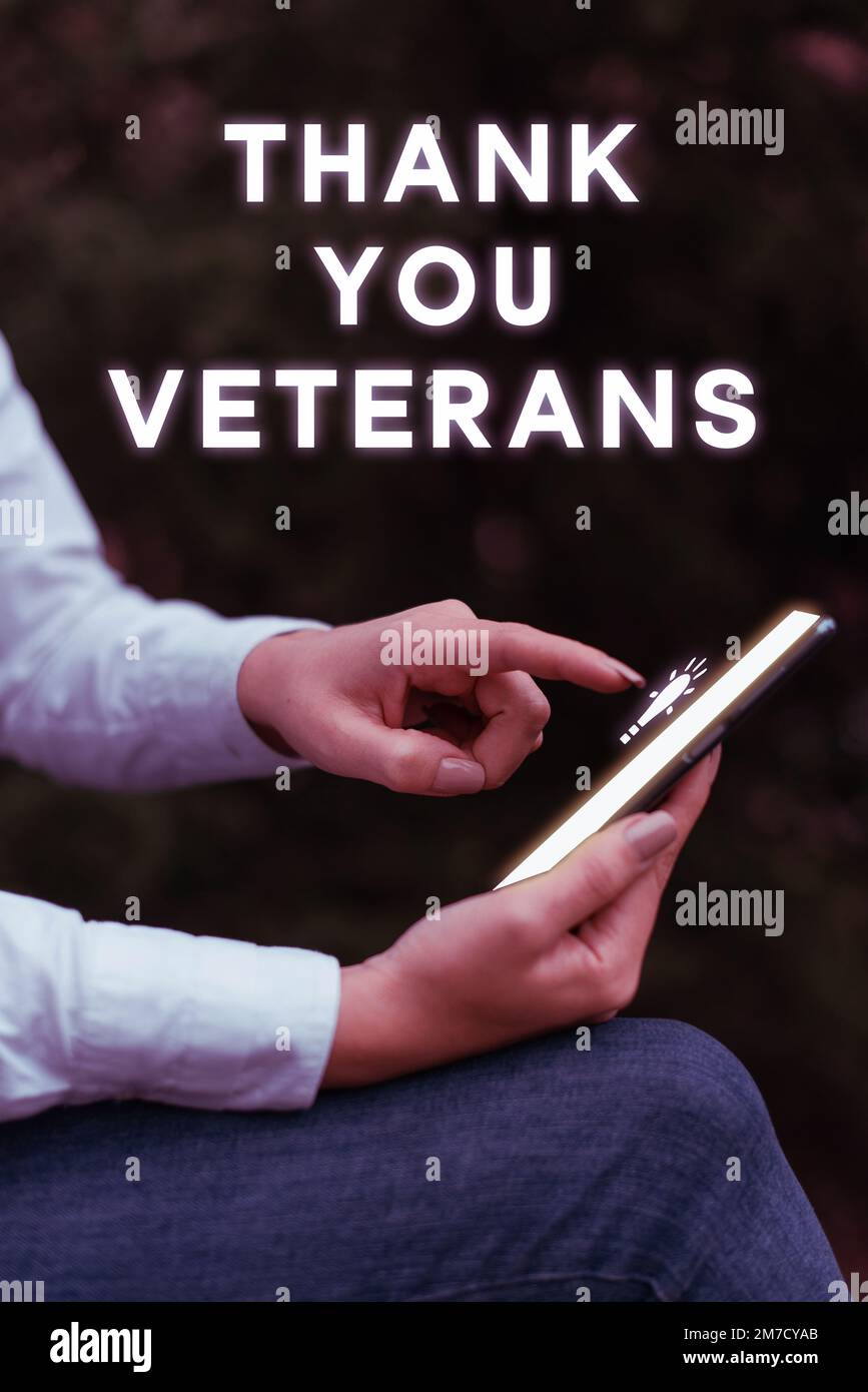 Handwriting text Thank You Veterans. Word Written on Expression of ...