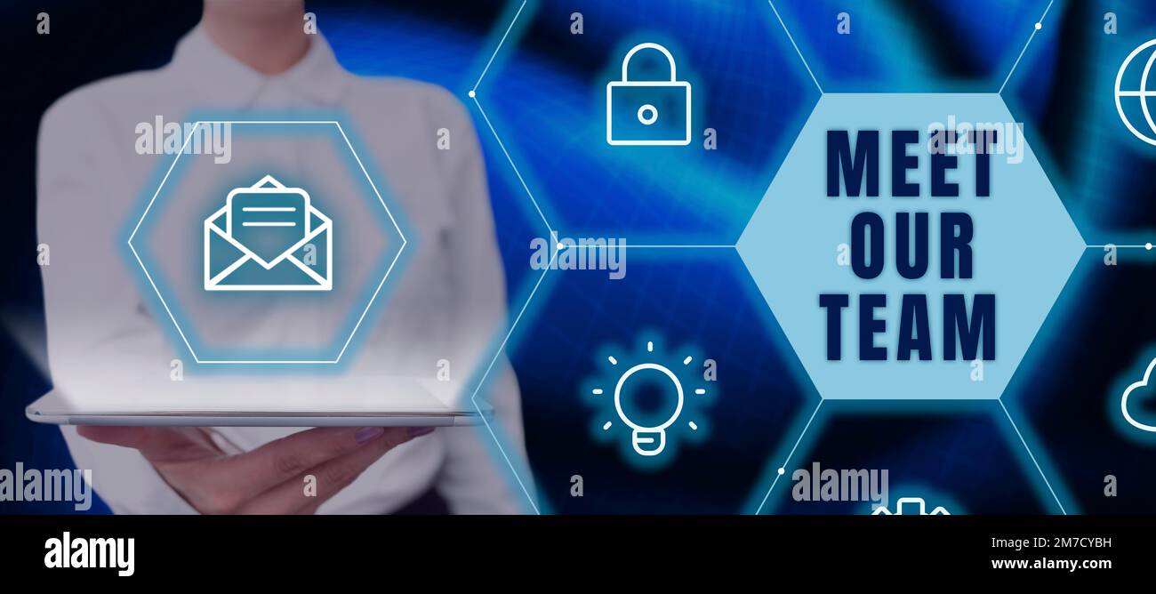 Inspiration showing sign Meet Our Team. Concept meaning introducing ...