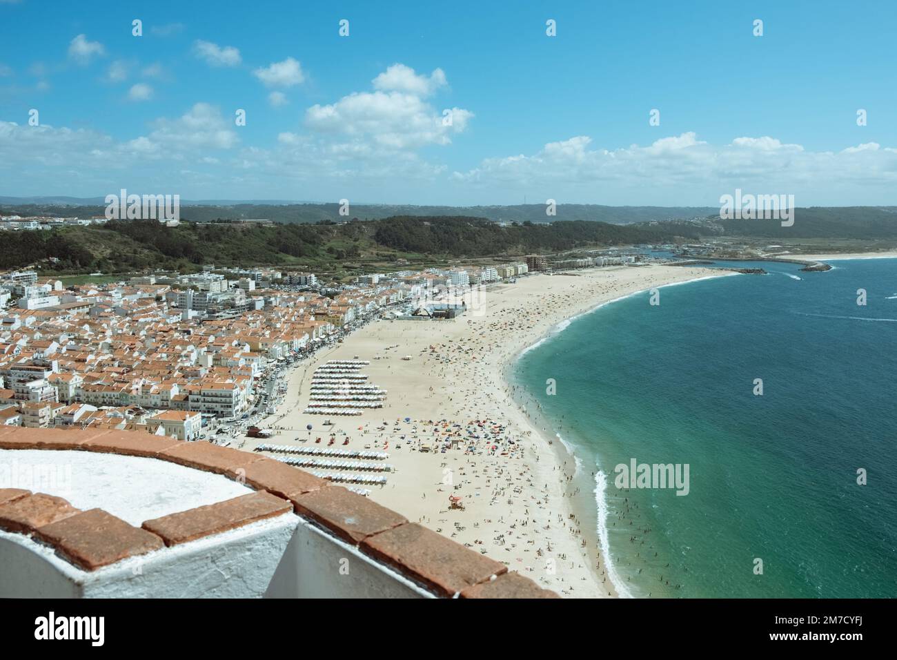 Nazare, Portugal - August 16, 2022: aerial view of the Praia de Nazare ...