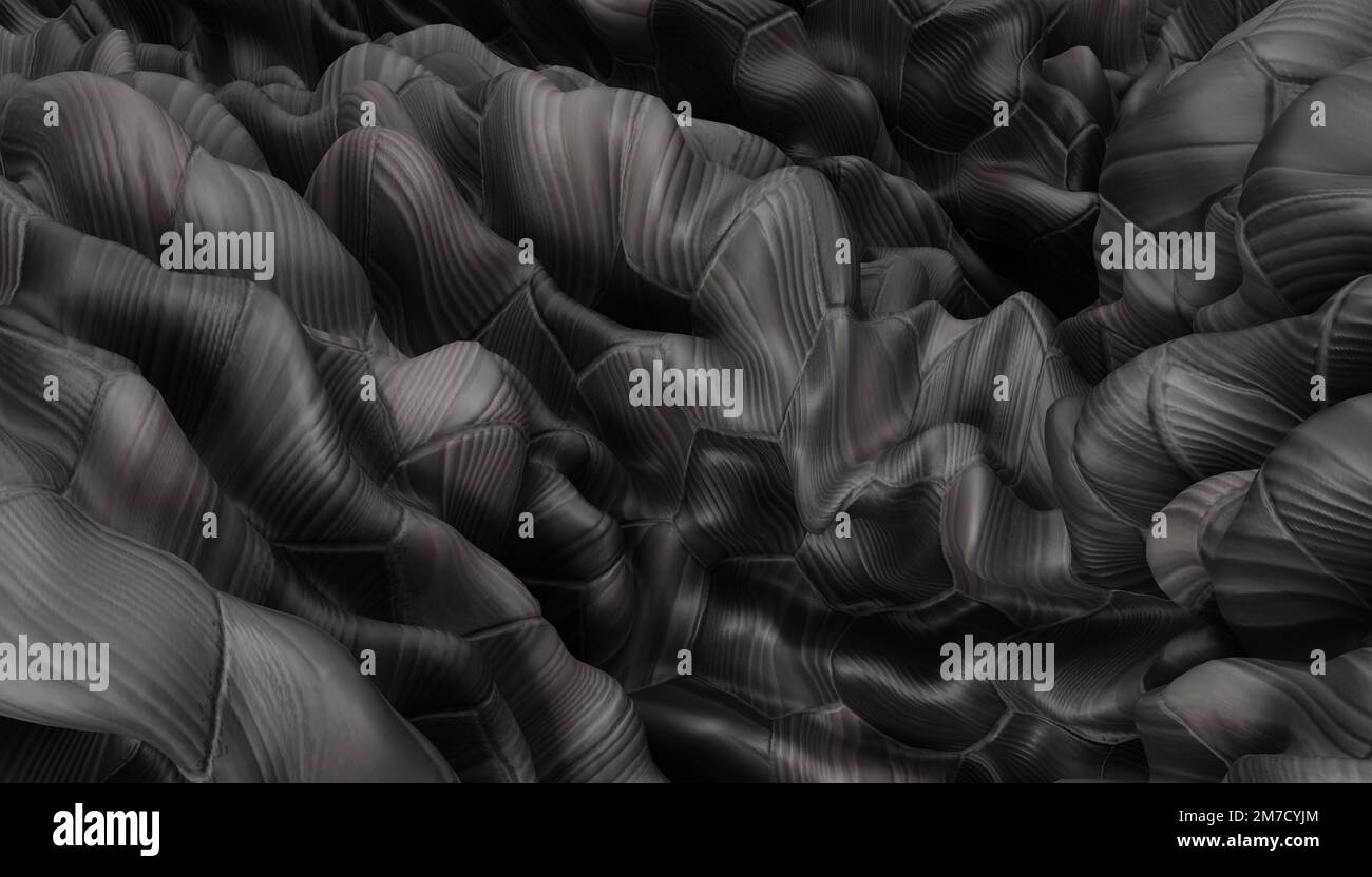 Detail of a rock with variants of black. Rock full of curves and smooth ...