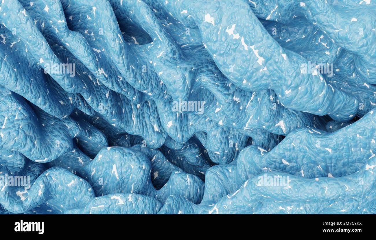 Detail of a rock with variants of blue. Rock full of curves and smooth ...