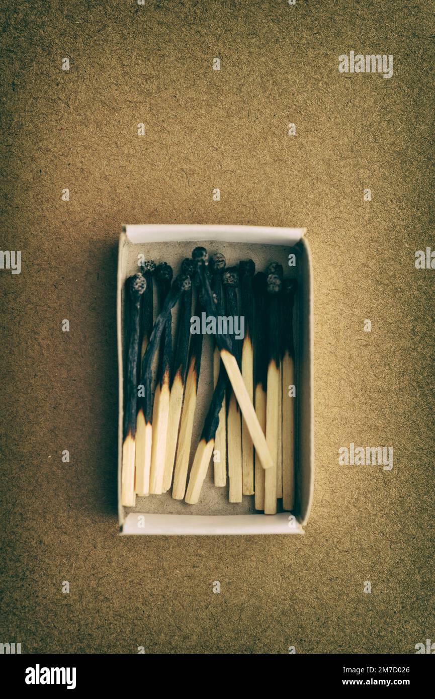 burnt matches inside a box Stock Photo - Alamy