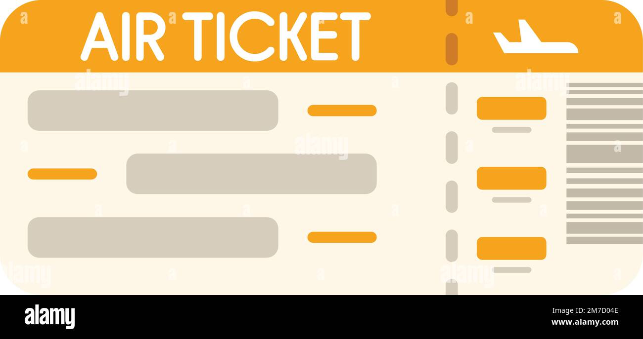 Plane ticket icon flat vector. Air flight. Trip card isolated Stock ...