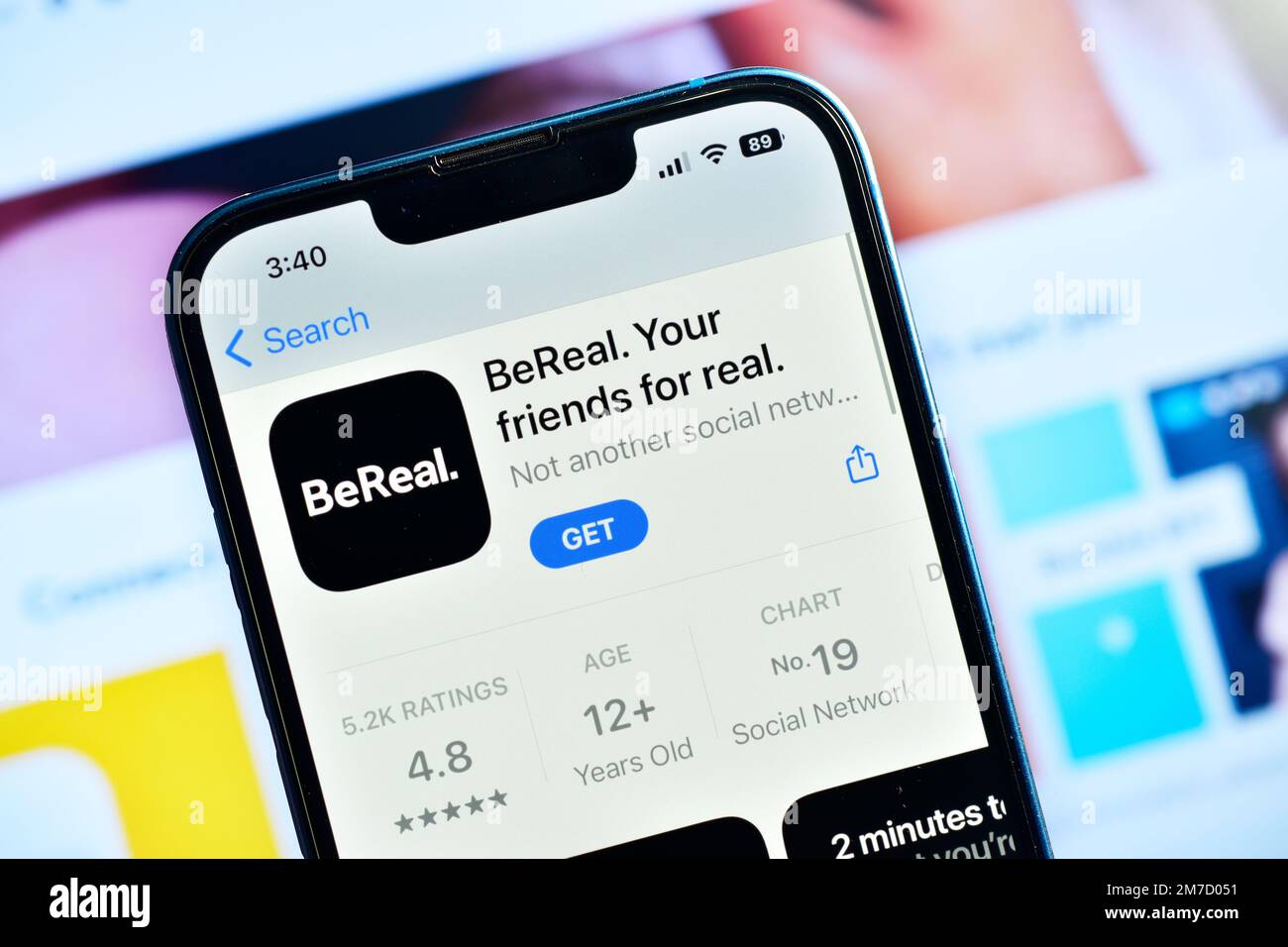 New Delhi, India – January 07, 2023: Bereal app on phone, two minute ...