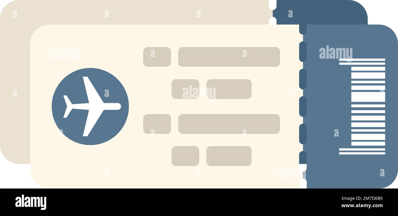 Travel air pass icon flat vector. Airline ticket. Holiday class ...