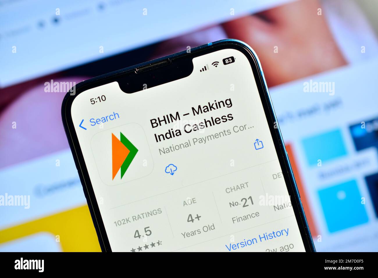 New Delhi, India – January 07, 2023: BHIM app on phone used to pay and recive payment through ...