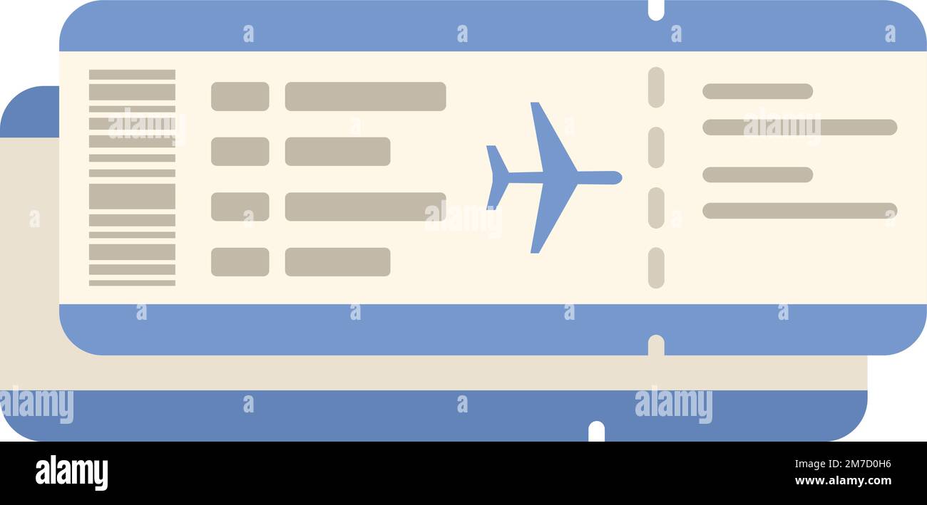 Flight ticket icon flat vector. Plane pass. Air airport isolated Stock ...