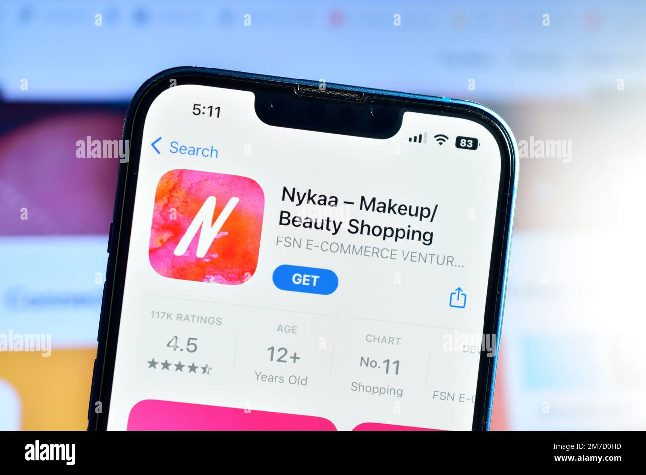 New Delhi, India – January 07, 2023: Nykaa ecommerce app for cosmetics ...