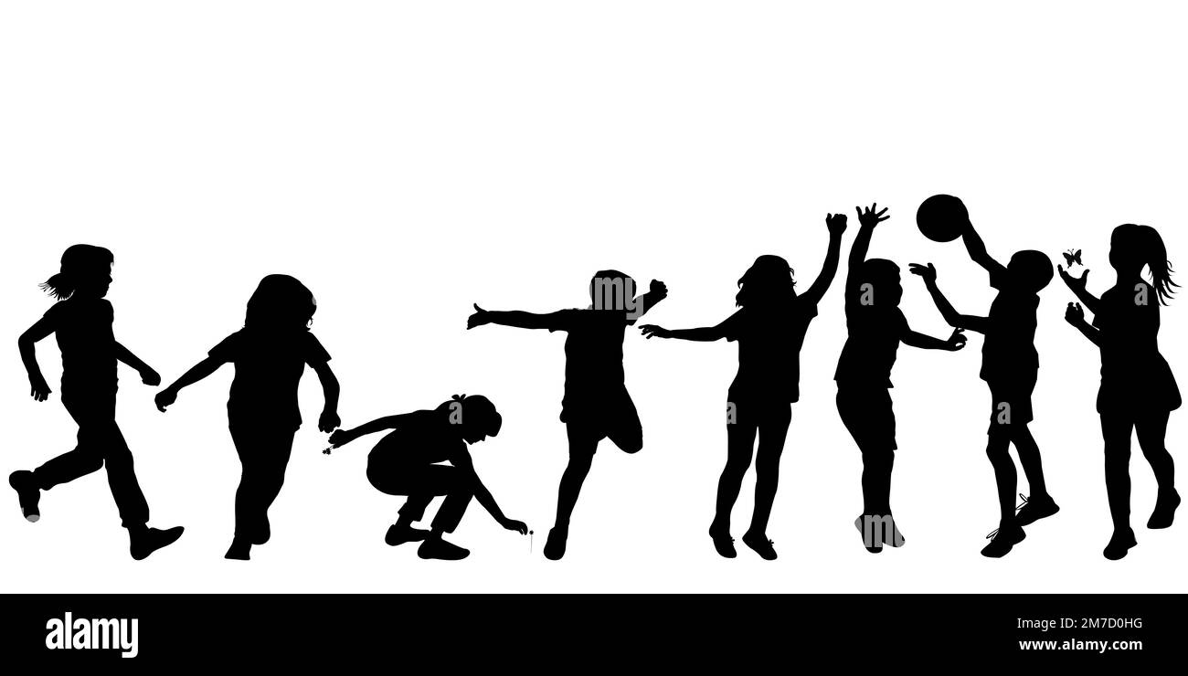 Kids Playing Outside Silhouette